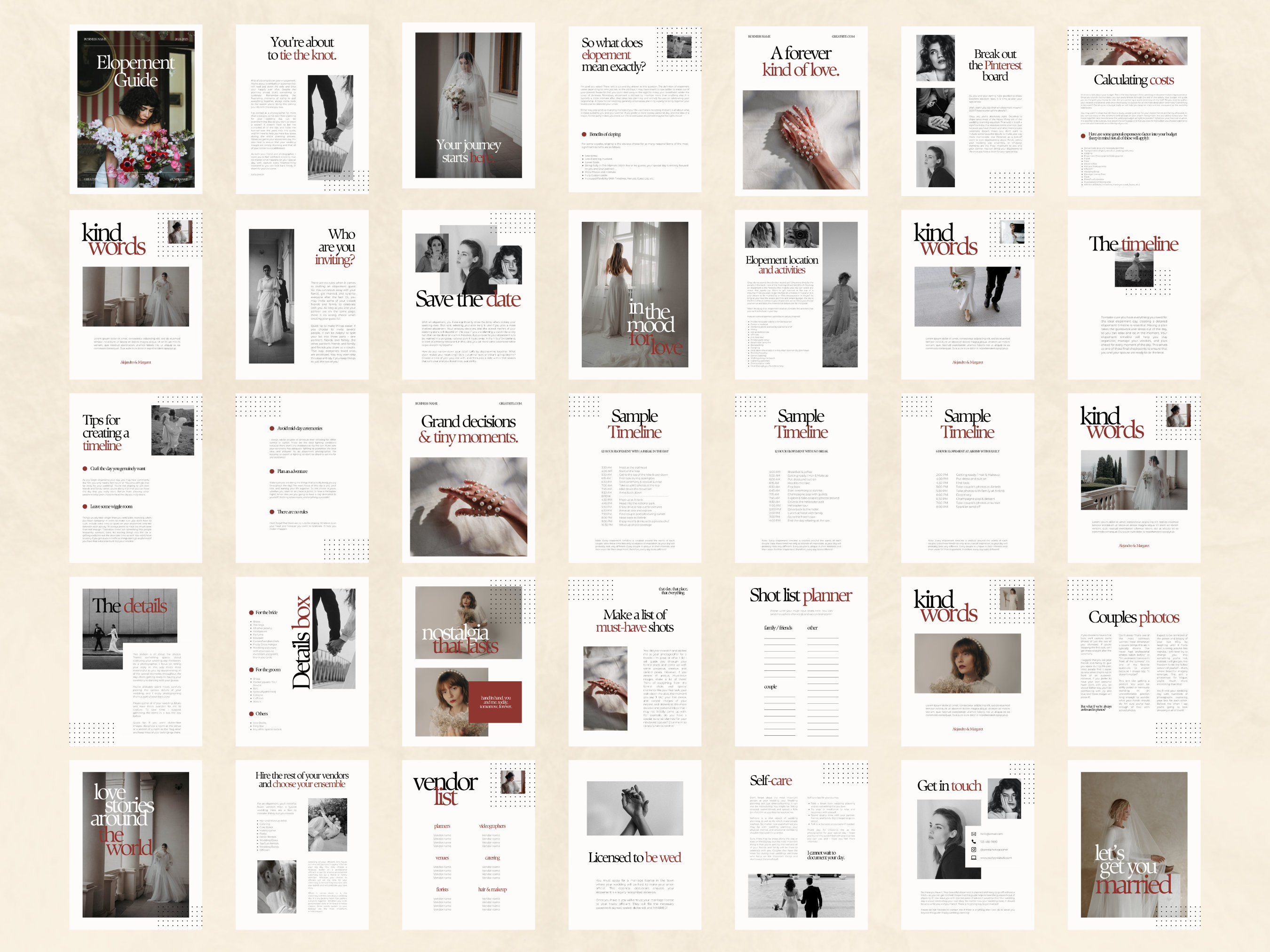 CANVA Modern Editorial Minimalist Elopement Photography Client Guide ...