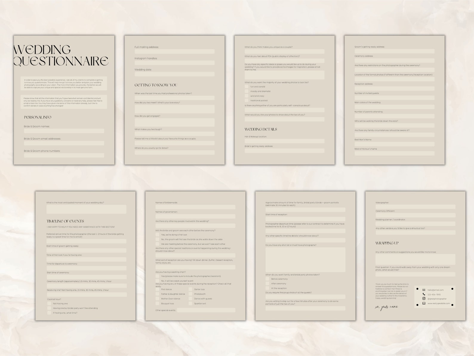 Wedding Photography Client Questionnaire Form Canva Modern - Etsy