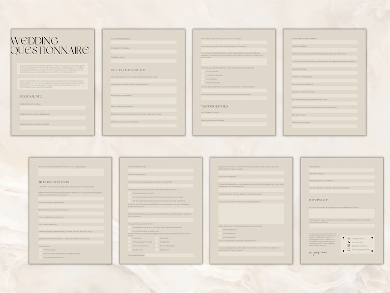 Wedding Photography Client Questionnaire Form Canva Modern - Etsy