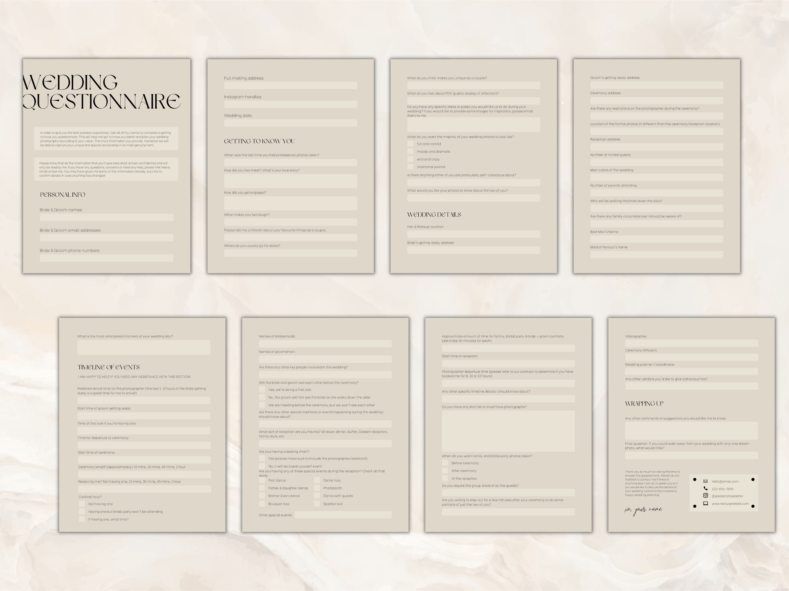 Wedding Photography Client Questionnaire Form Canva Modern - Etsy