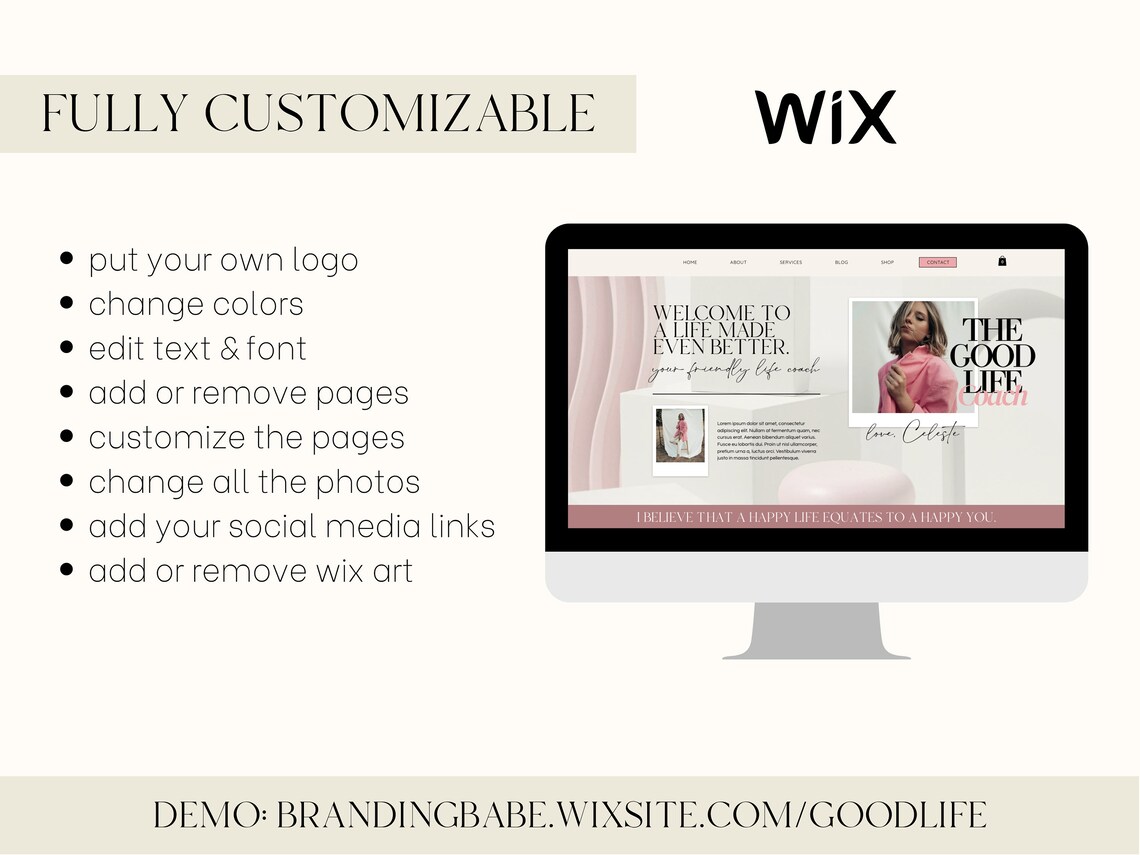 Wix Website Template for Life Coach Influencer Blogger Small - Etsy