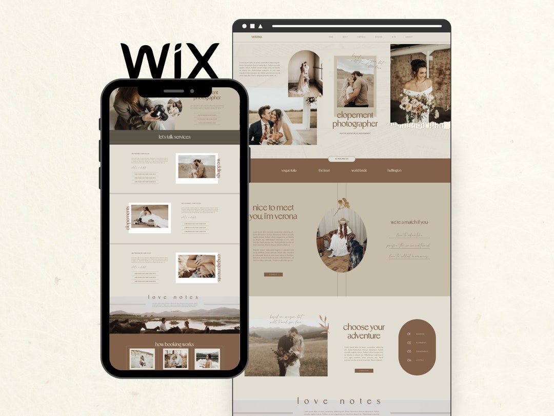 Wix Website Template for Wedding Photographer, Boho Website Design ...