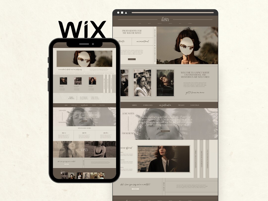 Wix Website Template for Wedding Photographer, Modern Luxe Brown ...