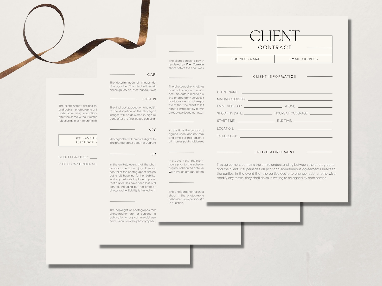 Session Photography Client Contract Template, Canva Modern Contract ...