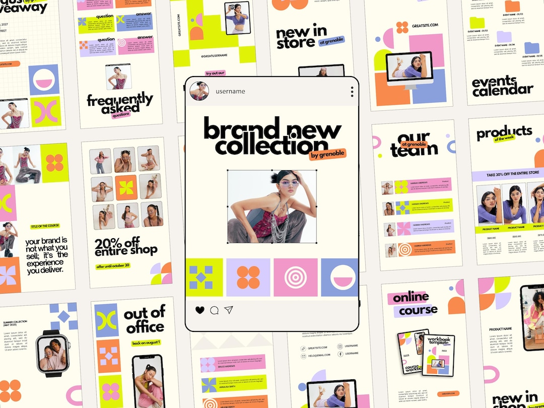 Canva Colorful Instagram Stories and Posts Bundle, Editable Templates ...