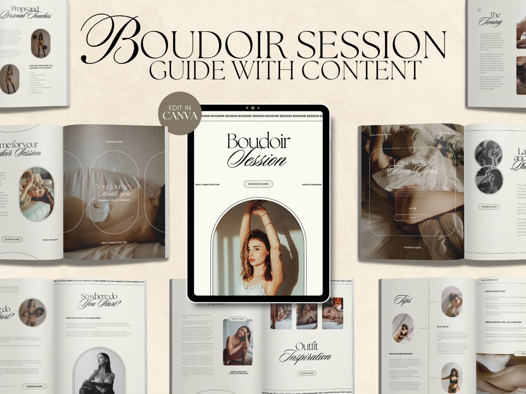 CANVA Modern Boudoir Session Client Guide With Content, Pre-written Preparation Guide, Editable ...