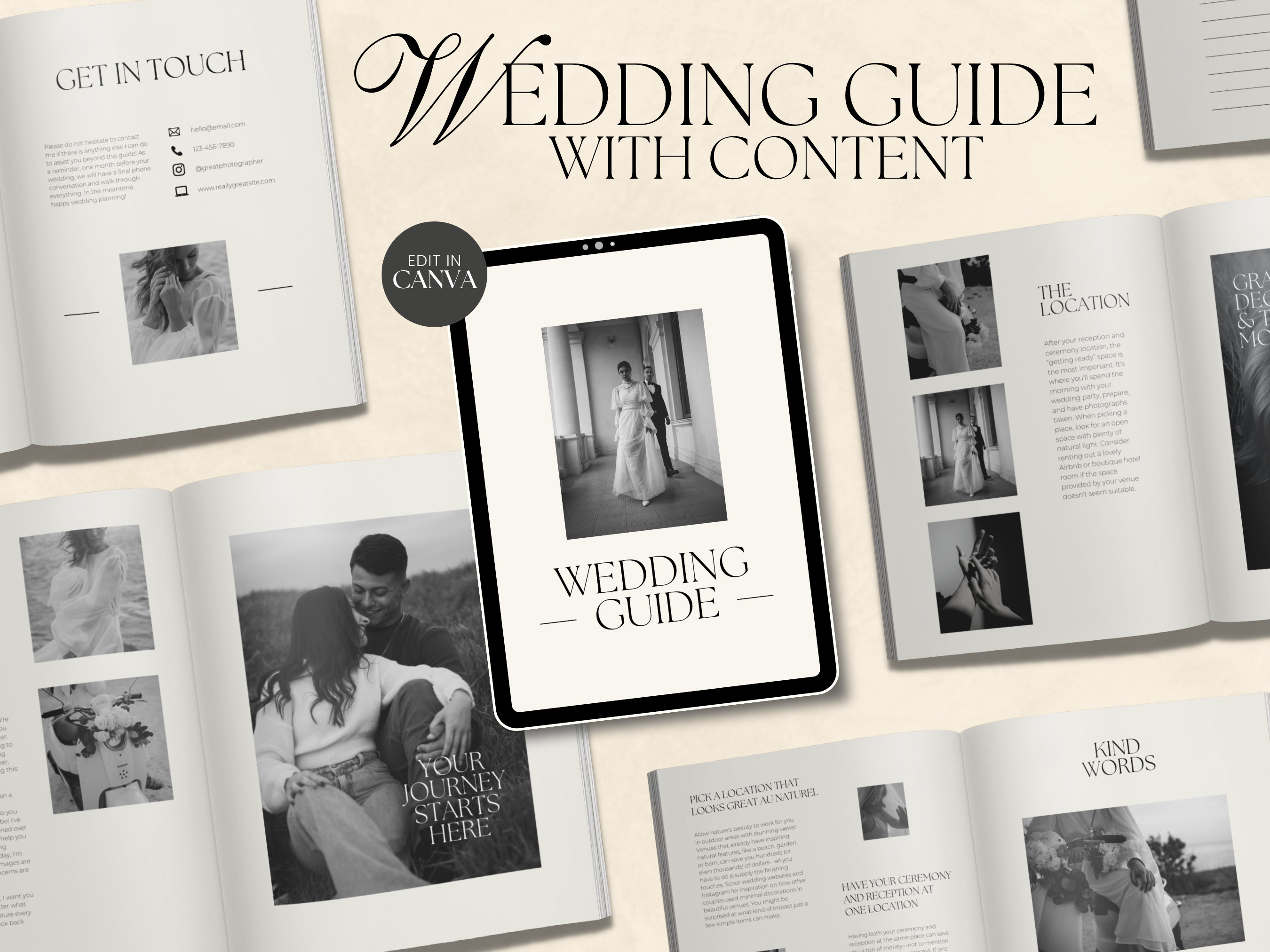 CANVA Modern Minimalist Wedding Photography Client Guide With Content ...