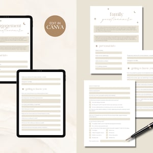 Photography Session Client Questionnaire Form Bundle, Wedding ...