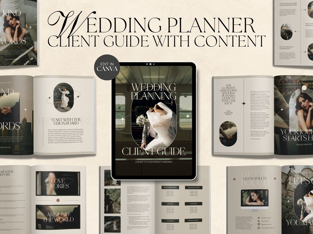 CANVA Modern Wedding Planner Client Pricing Guide With Content, Pre ...
