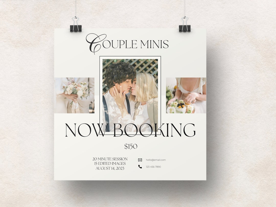 Couples Mini Session Template Canva, Modern Design, Engagement ...