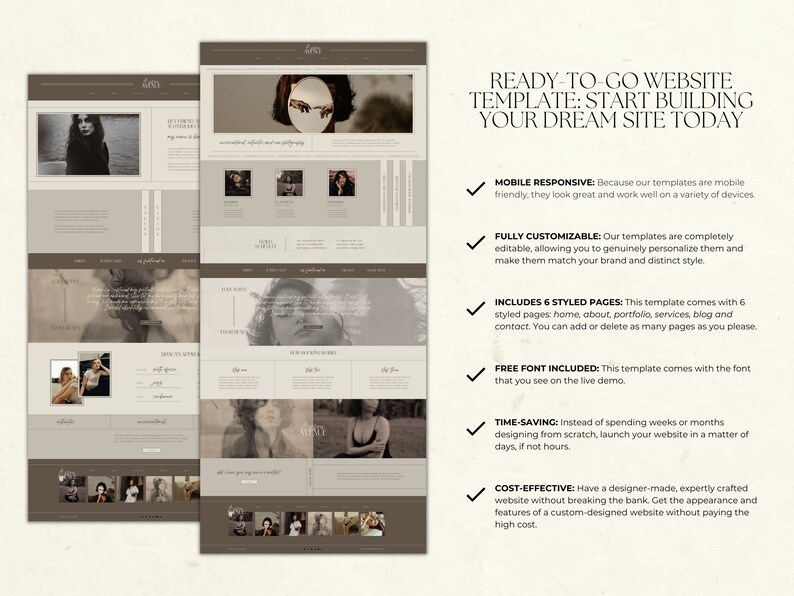 Wix Website Template for Wedding Photographer, Modern Luxe Brown ...