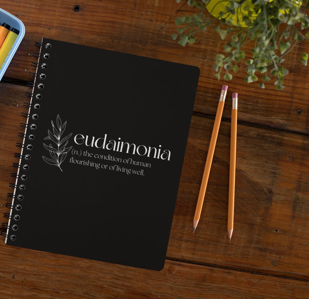 Eudaimonia Journal | Living Well | Greek Ethics Spiral Notebook - Etsy