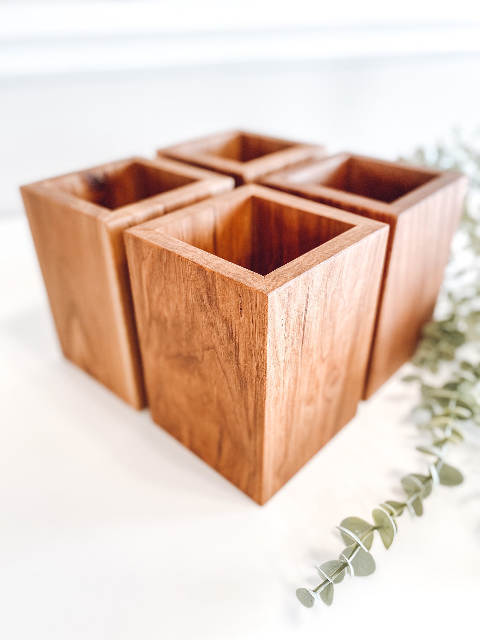 Wooden Square Utensil Holder Kitchen Counter Organizer - Etsy