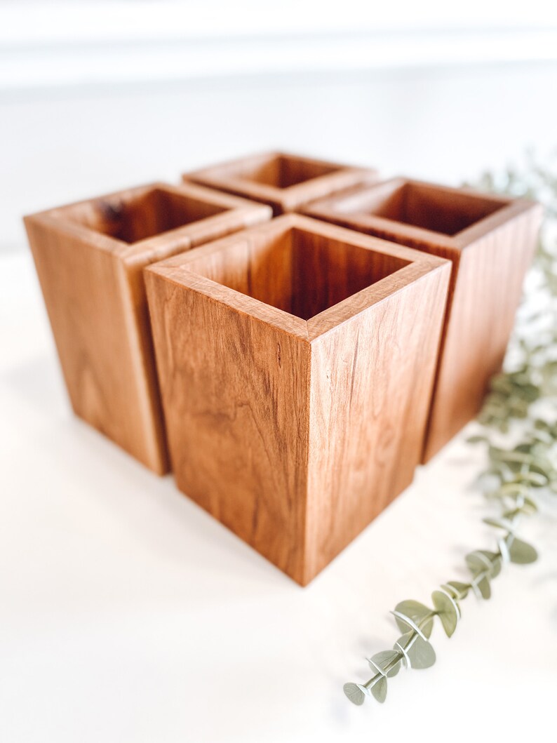 Wooden Square Utensil Holder Kitchen Counter Organizer - Etsy