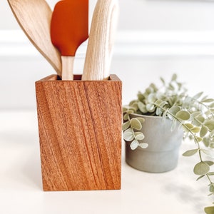 Wooden Square Utensil Holder Kitchen Counter Organizer - Etsy