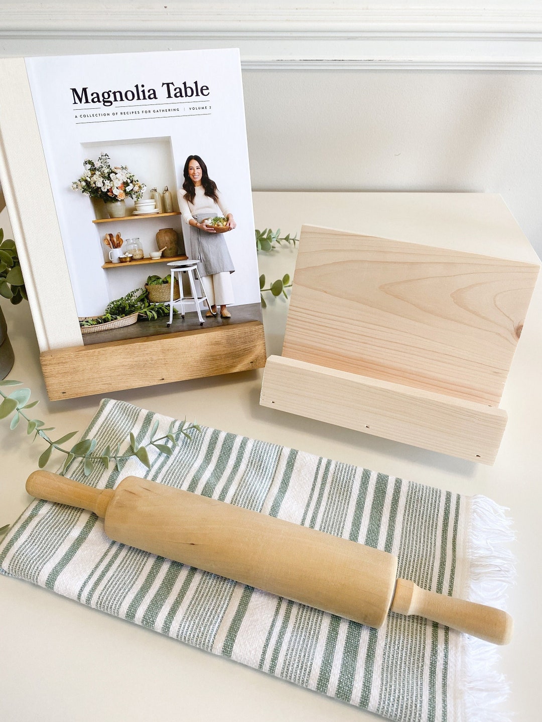 White Rustic Cookbook Stand, Recipe Holder, Tablet Stand, iPad Holder ...