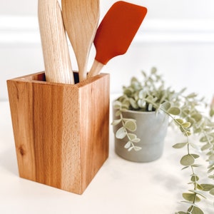 Wooden Square Utensil Holder Kitchen Counter Organizer - Etsy