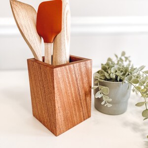 Wooden Square Utensil Holder Kitchen Counter Organizer - Etsy