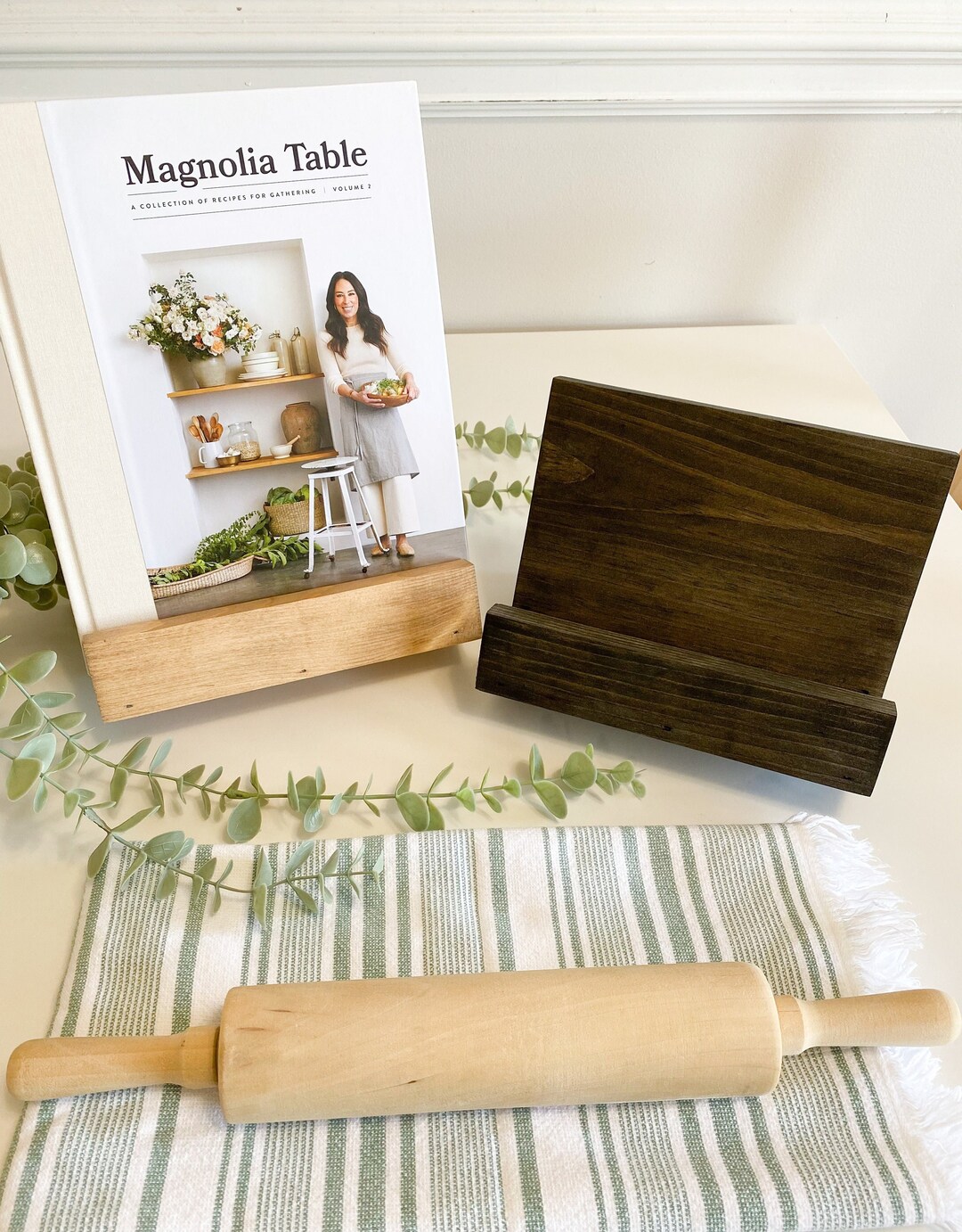 Black Rustic Wooden Cookbook Stand, Cookbook Holder, Recipe Stand ...