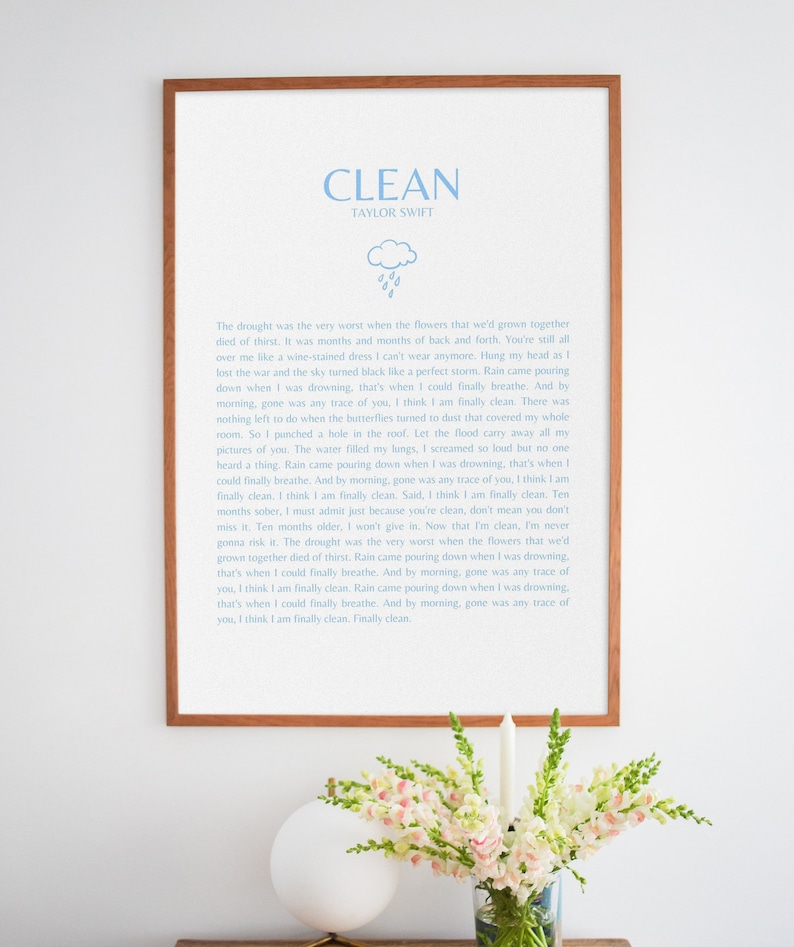 Taylor Swift 'clean' Lyrics Minimalist Poster, 1989 Art - Etsy