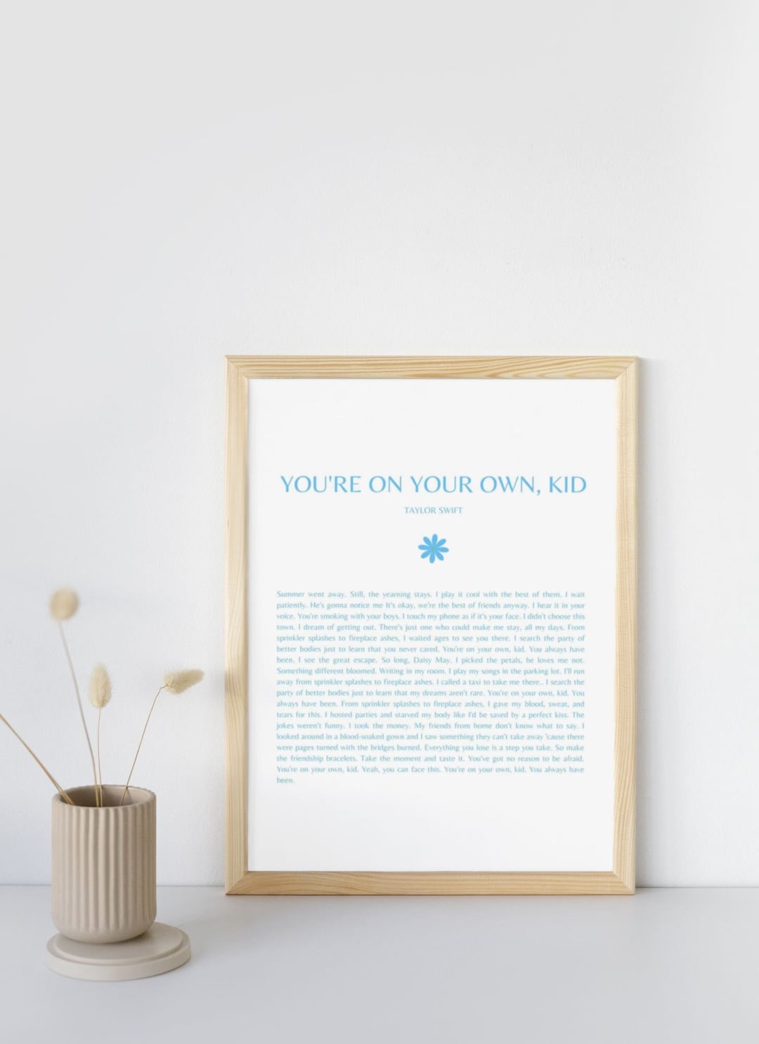 Taylor Swift 'you're on Your Own, Kid' Lyric Poster - Taylor Swift ...