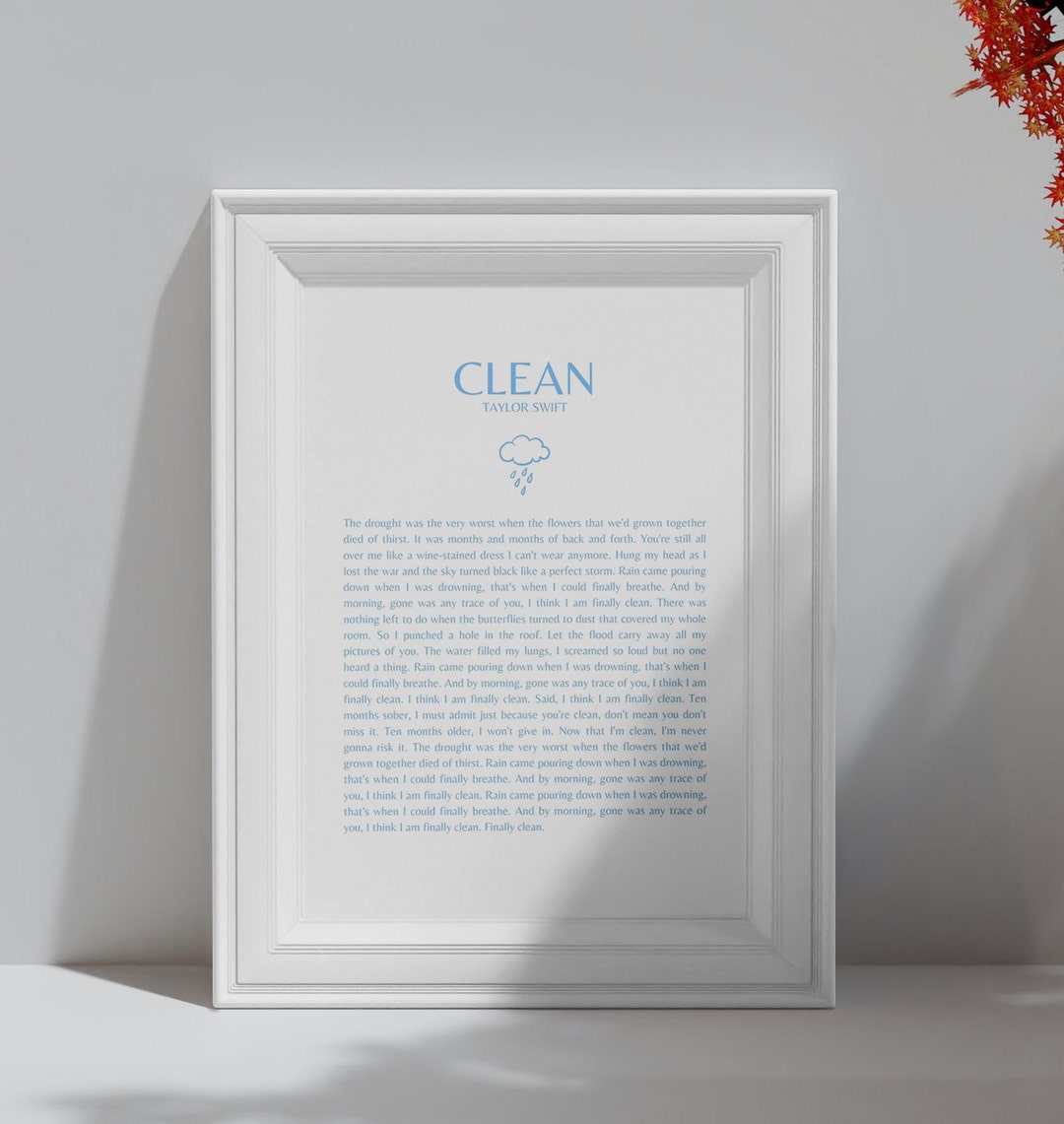 Taylor Swift 'clean' Lyrics Minimalist Poster, 1989 Art - Etsy