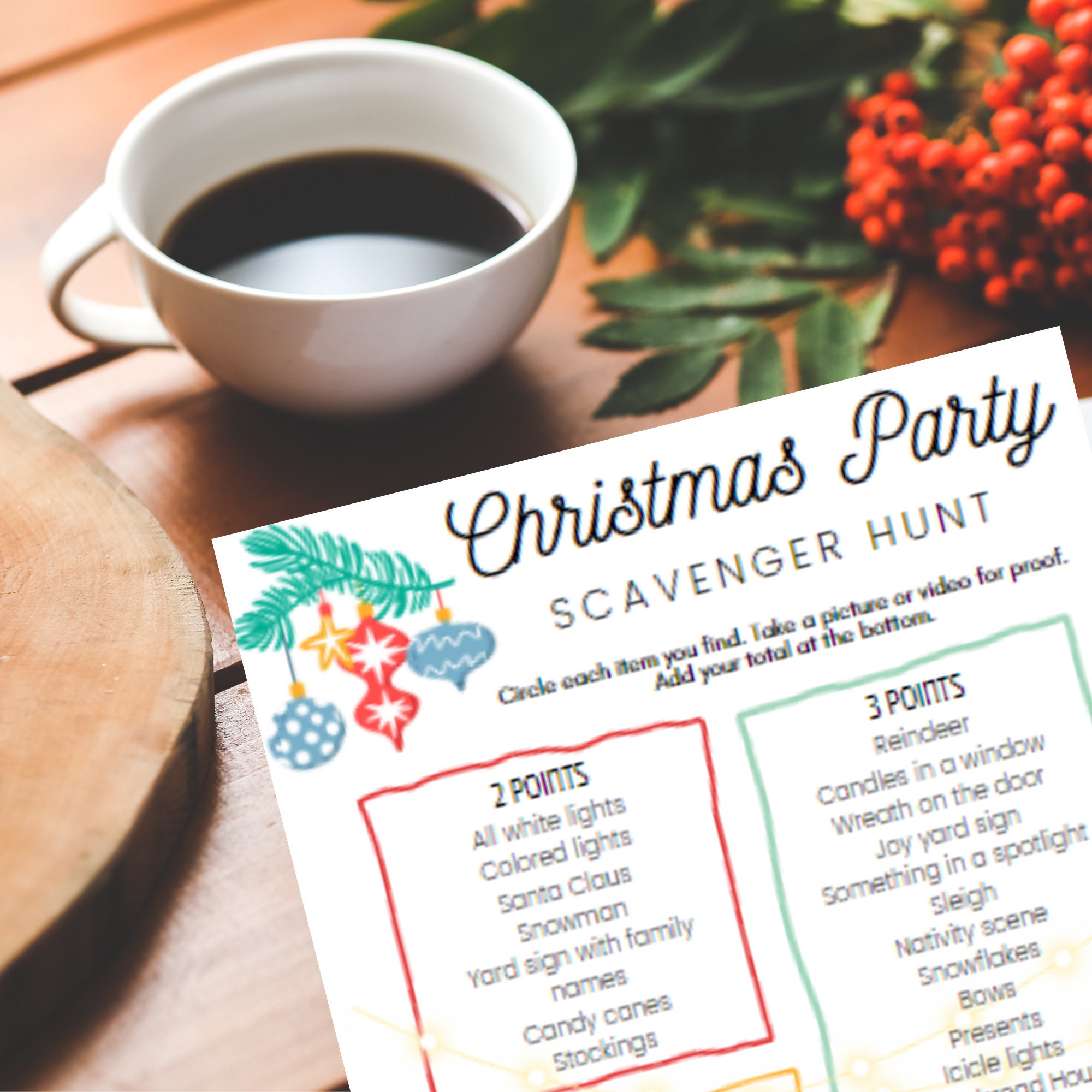 Editable Christmas Party Scavenger Hunt // Christmas Party Game ...