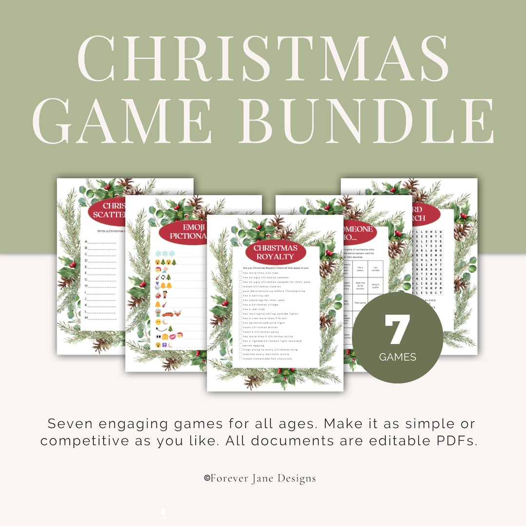 Seven Christmas Themed Party Game Bundle // Editable Pdfs // Family ...