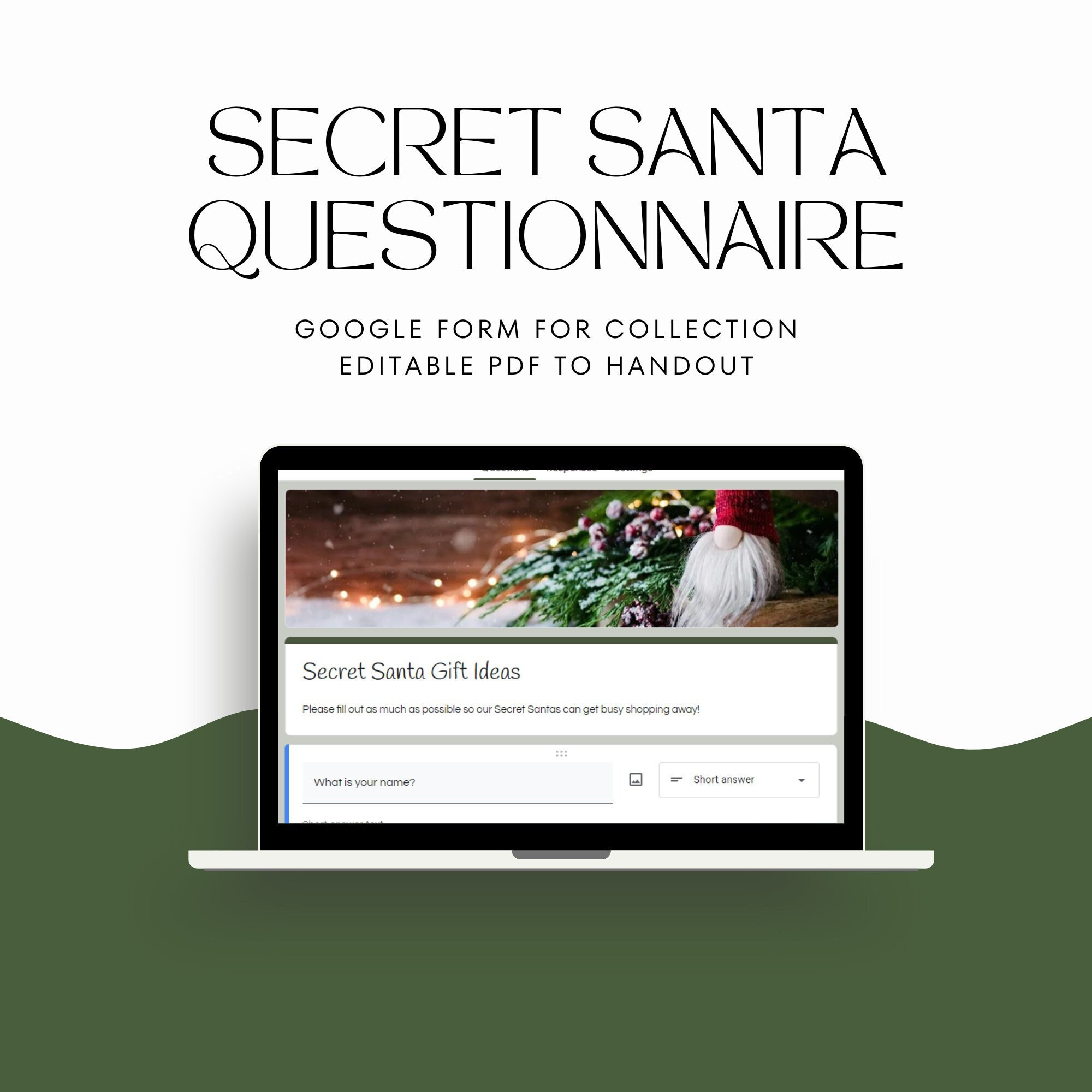 Editable Secret Santa Questionnaire // Instant Download PDF // Google ...