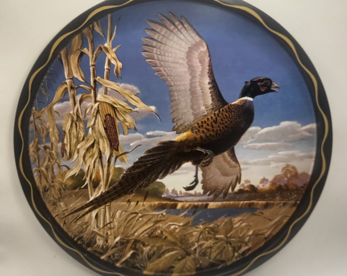 Set of 9 Mid Century Pheasant Trays-metal Serving Trays-fall Decor - Etsy