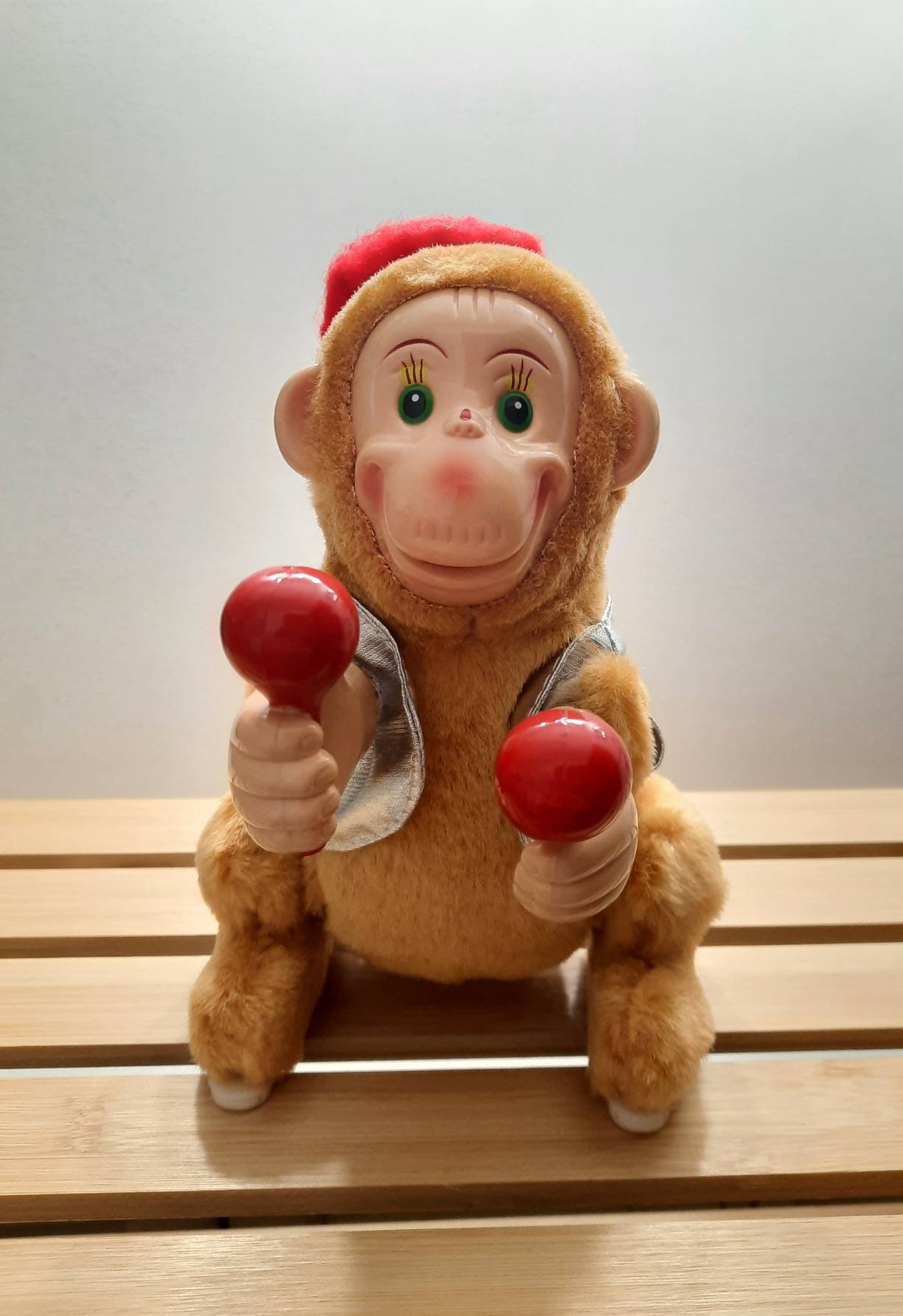 Vintage Jumping Monkey With Maracas Toy Somersaulting Mechanical Circus ...