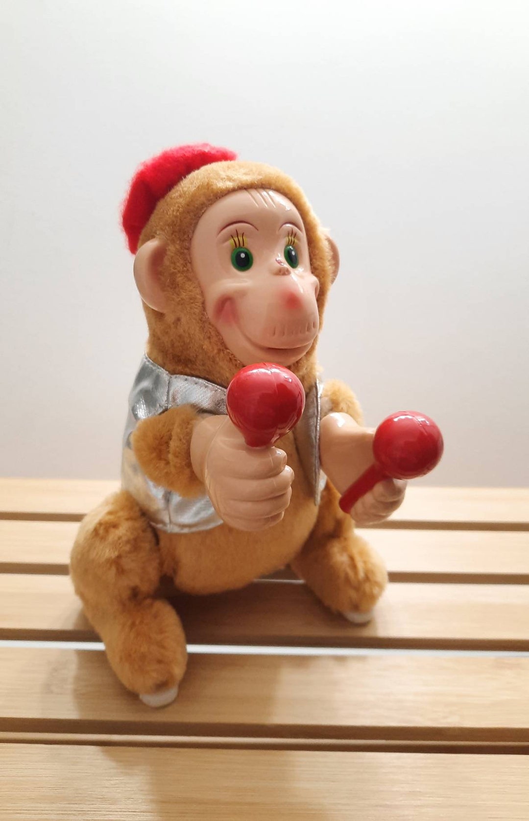Vintage Jumping Monkey With Maracas Toy Somersaulting Mechanical Circus ...
