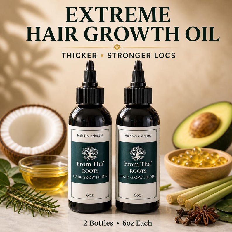 Herbal Hair Growth Oil for Locs, Scalp Nourishment, Lightweight Formula ...