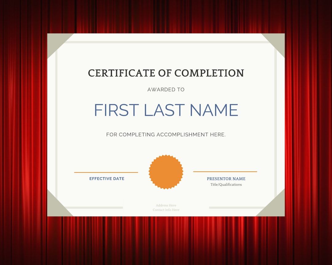 Printable, Editable, Customized Certificate Template, 8.5x11 Inch ...