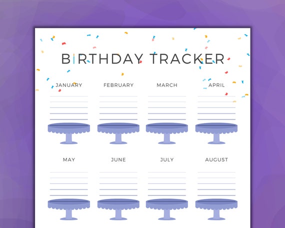 Birthday Reminder Printable PDF Calendar Downloadable | Etsy