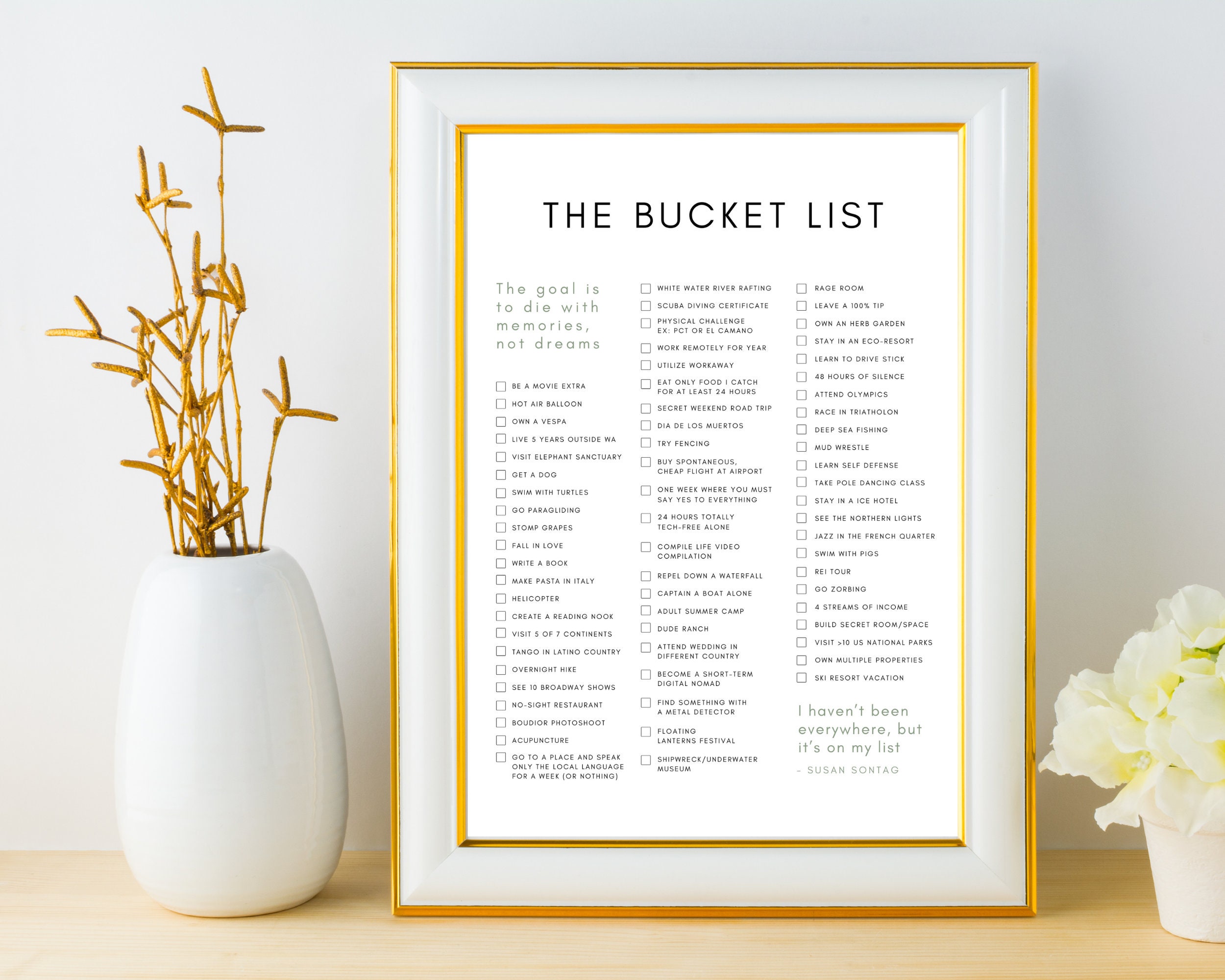 Printable and Editable Customized Bucket List, 8x10 Digital Download ...