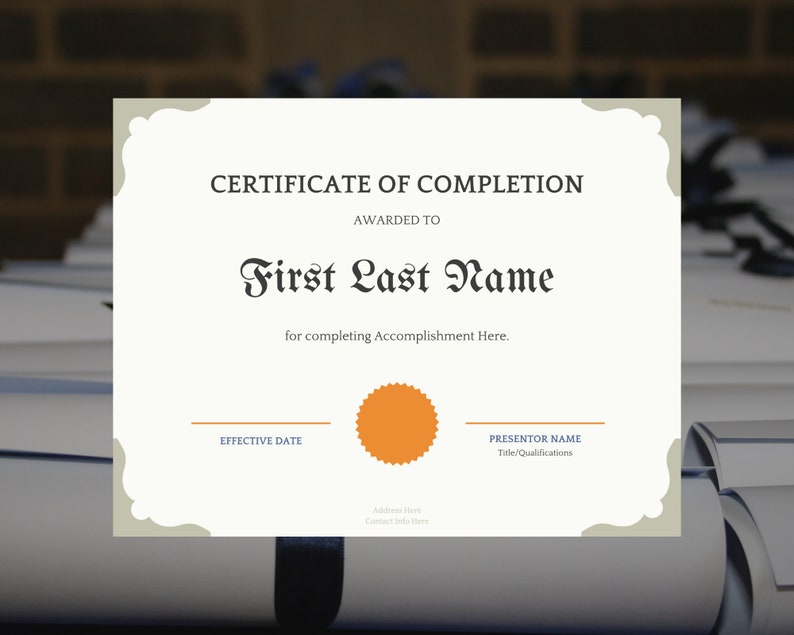 Printable, Editable, Customized Certificate Template, 8.5x11 Inch ...