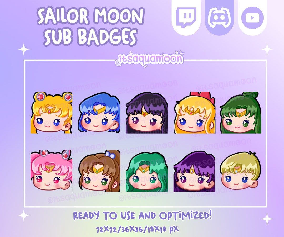 SAILOR MOON Sub Badges for Twitch/youtube / Bit Badges / Twitch Sub ...