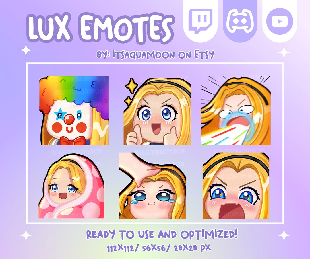 LUX EMOTE PACK for Twitch/discord/youtube / Custom Twitch Emotes ...