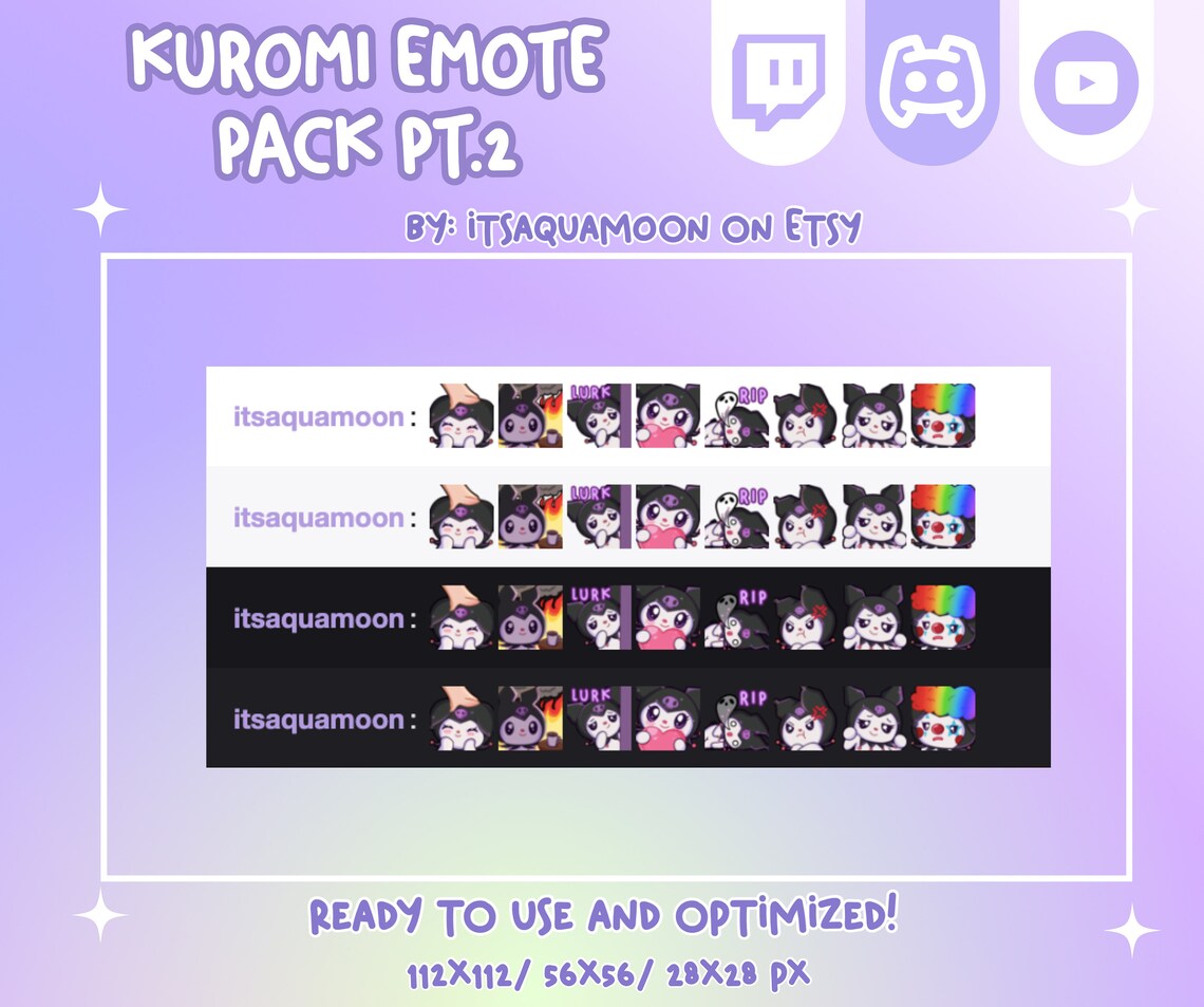 KURO PLUSHIE EMOTES PT2 for Twitch/discord/youtube / Custom Twitch ...