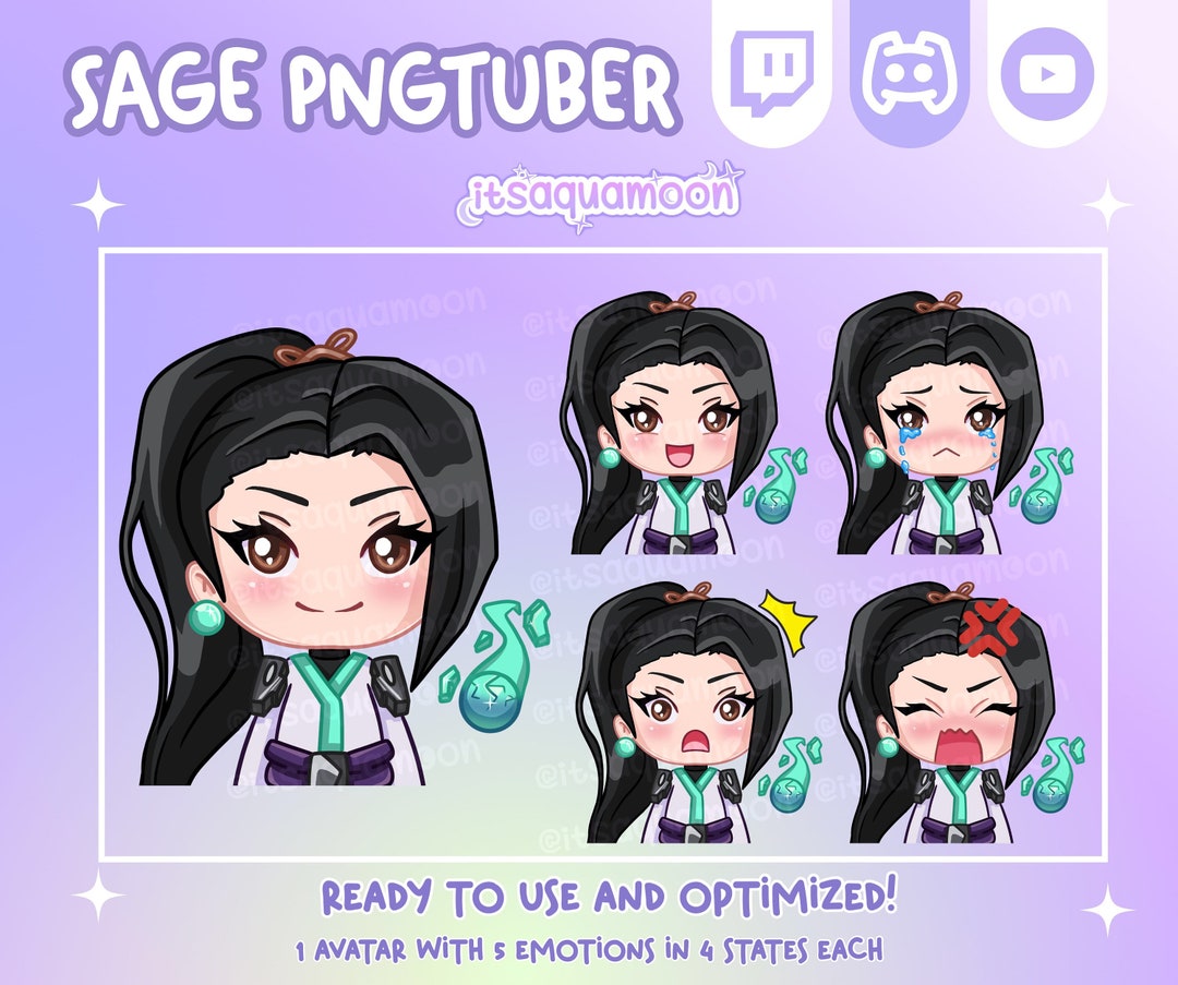 Modelo Sage Valorant Chibi PNGTuber para Twitch/YouTube / Modelo Vtuber ...