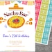 Nacho Bar Birthday Party Invitation, Chips Salsa Cheese Beans Onions ...