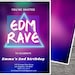 EDM Rave Theme Birthday Party Invitation Template, Nightclub Techno ...