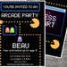 Arcade Theme Birthday Party Invitation, Video Games Teenager Amusement ...