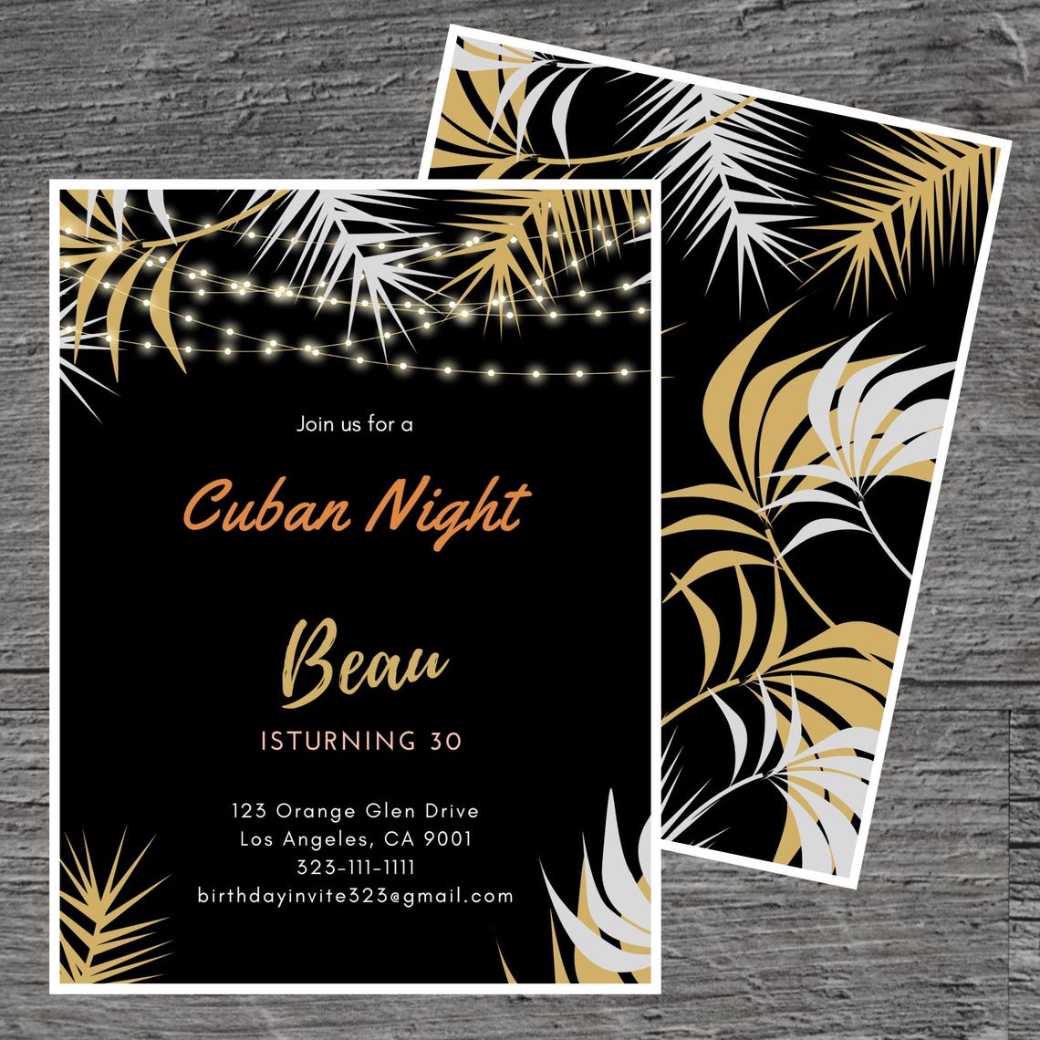 Cuban Night for Beau Theme Birthday Party Invitation Template, Havana ...