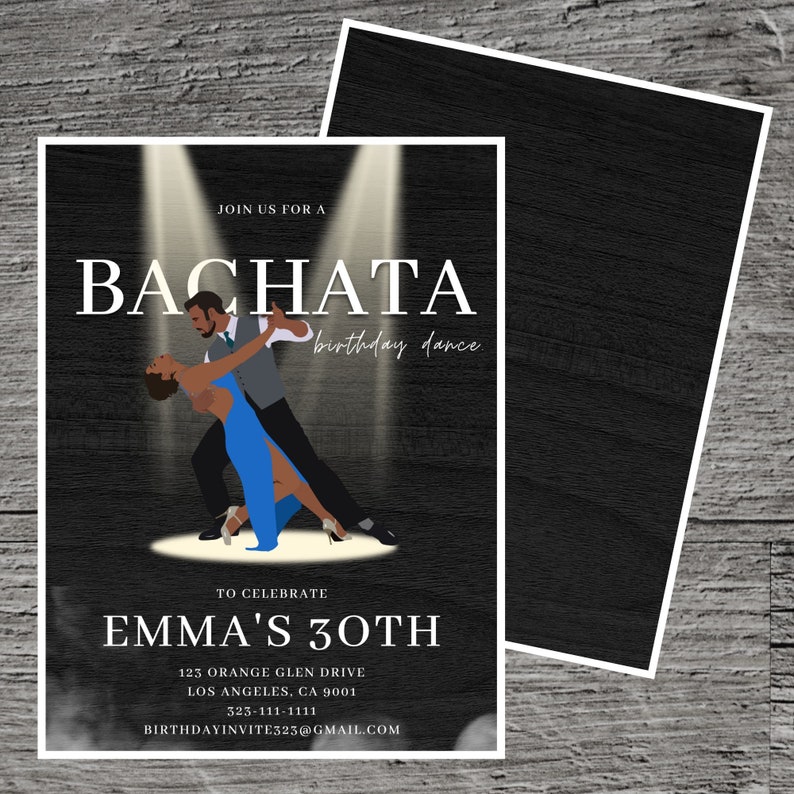 Bachata Dance Theme Birthday Party Invitation, Dancing Floor Club ...