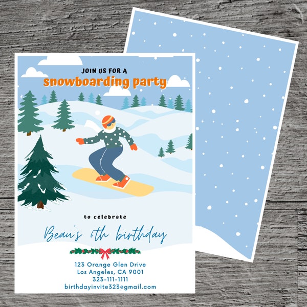 Snowboarding Invitation - Etsy