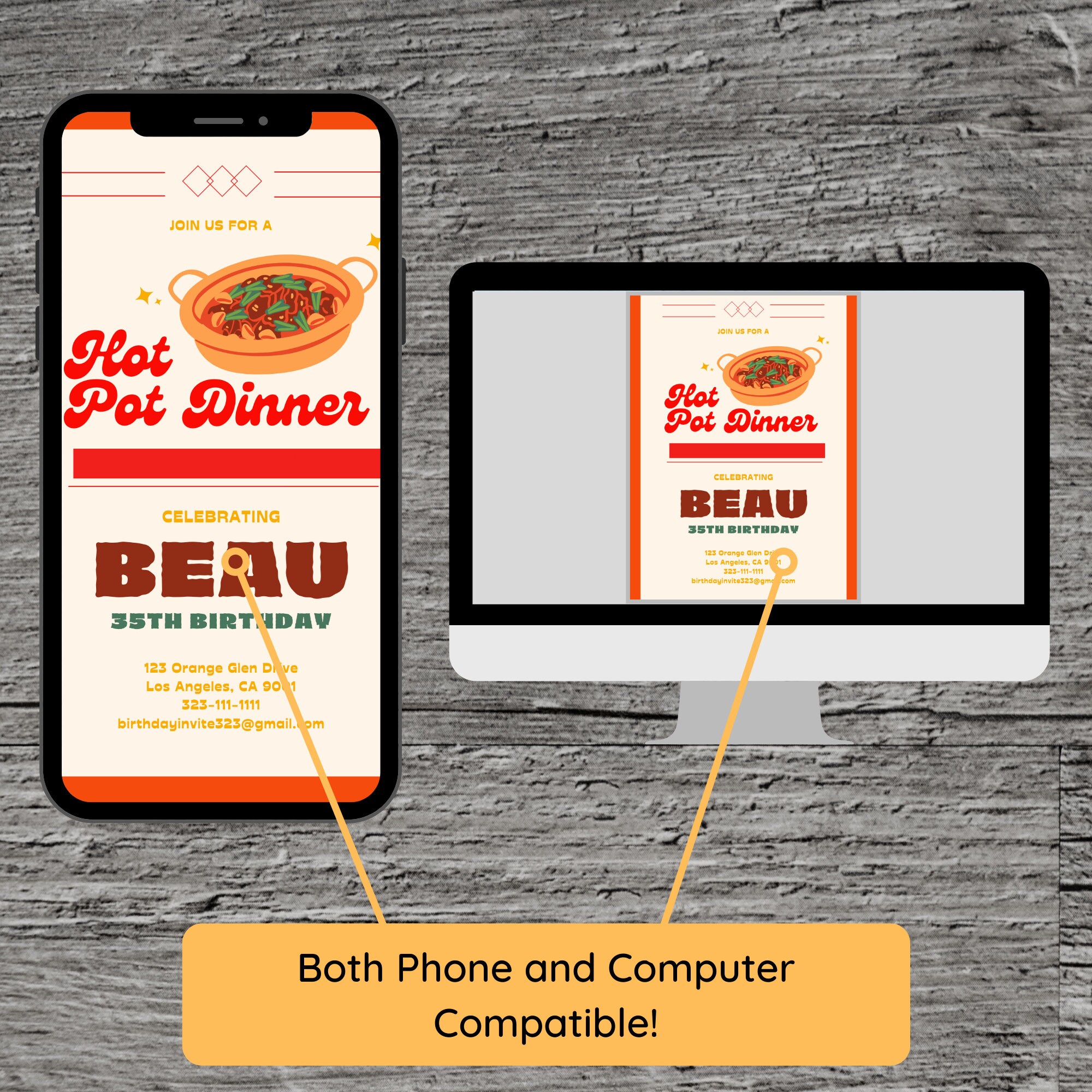 Hot Pot Birthday Dinner Party Invitation, Boiling Soup Gathering ...