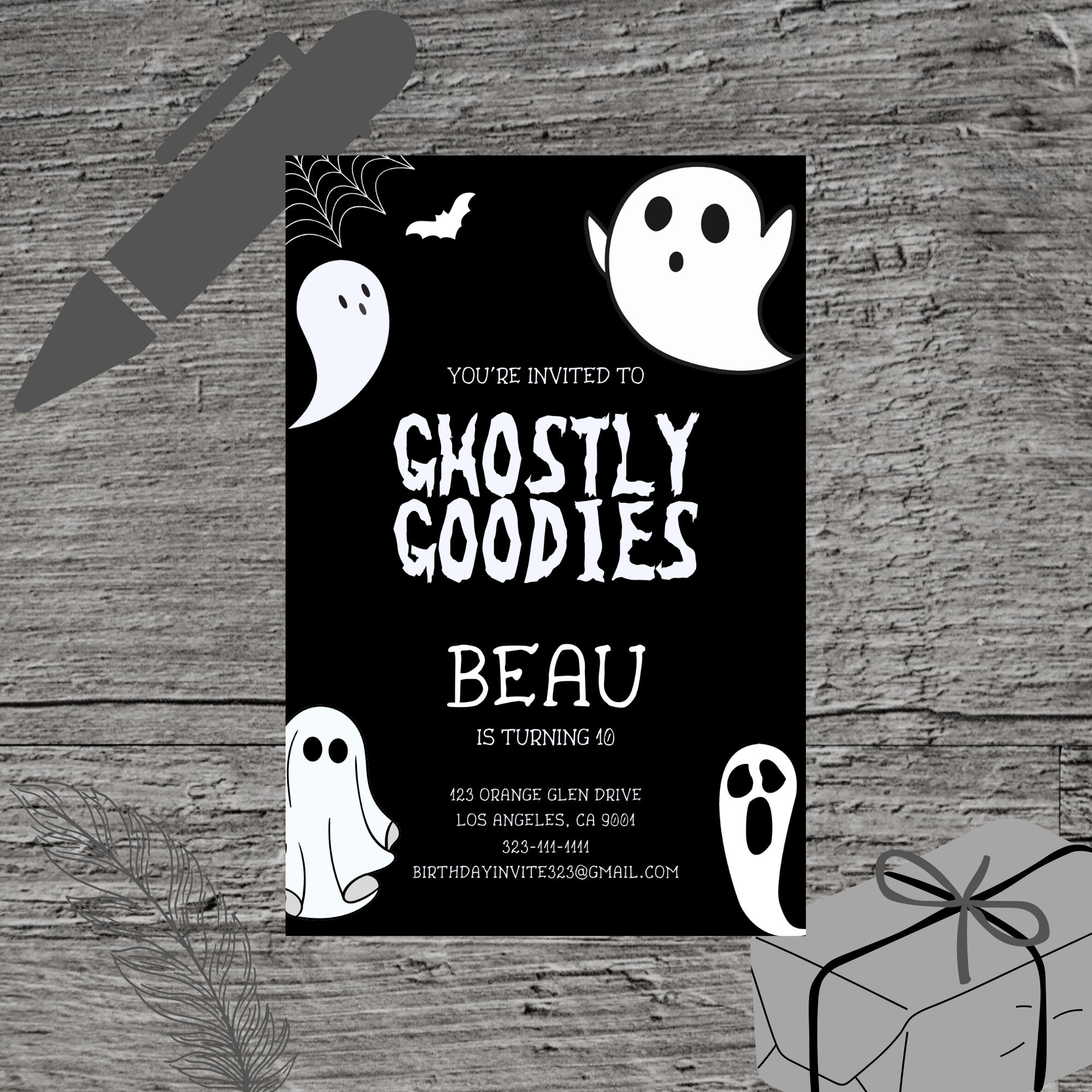 Ghost Theme Birthday Party Invitation Template, Horror Scary Soul Dark ...