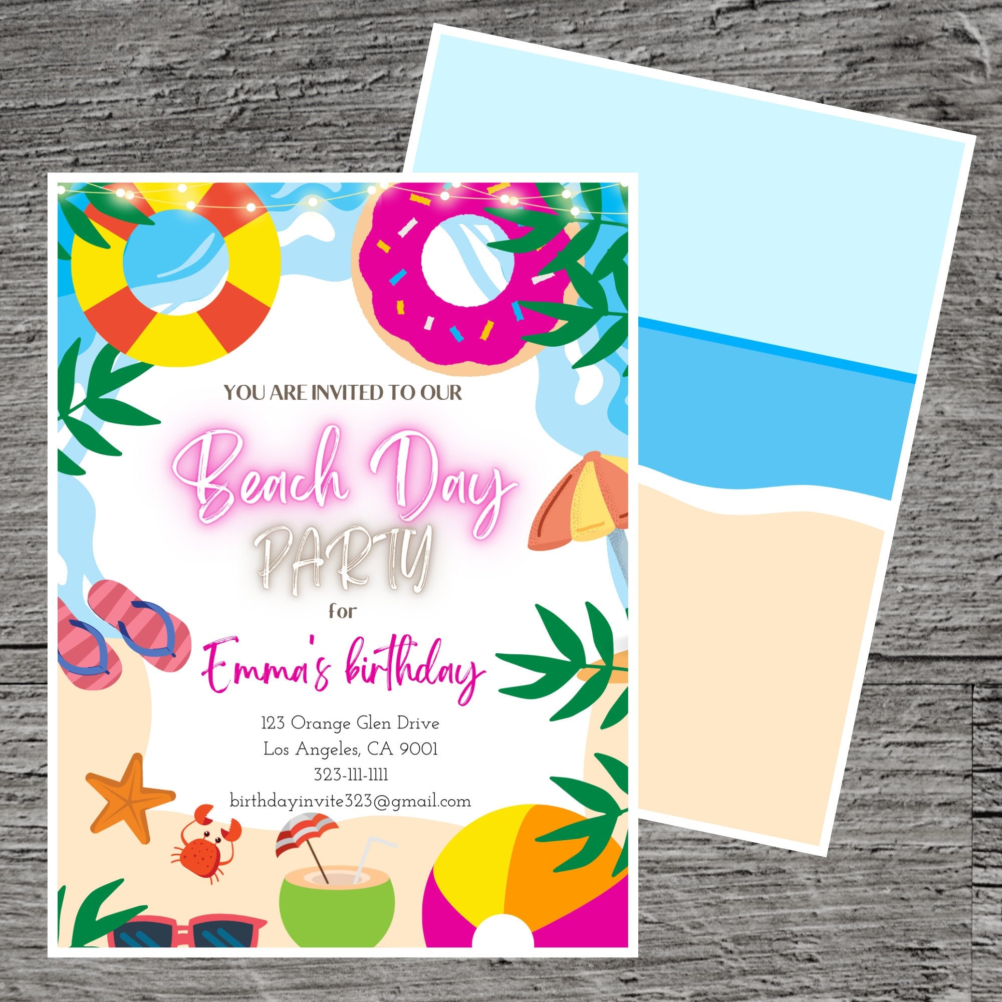 Beach Day Birthday Invitation